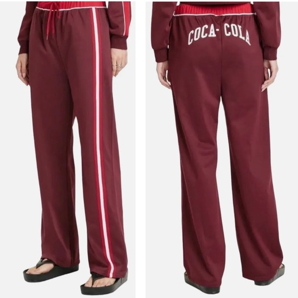 Coca Cola | Pants & Jumpsuits | New Target Cocacola Coke Maroon Wide ...